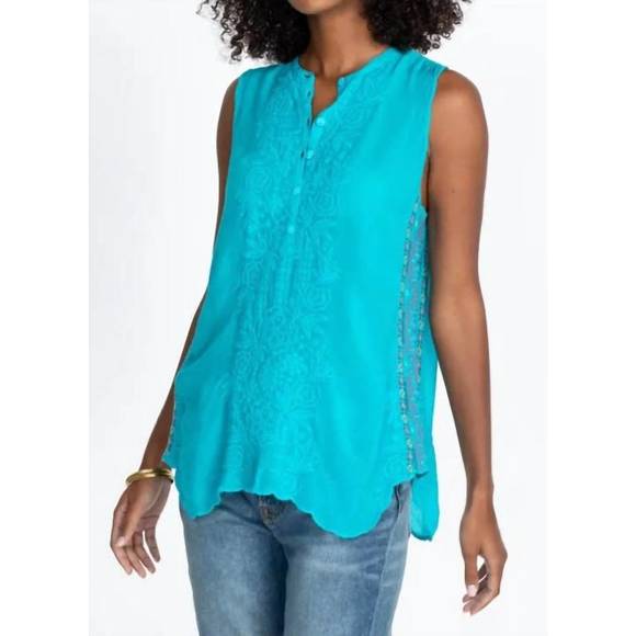 Johnny Was | Tops | New Johnny Was Rosslyn Clio Tank In Peacock Blue ...